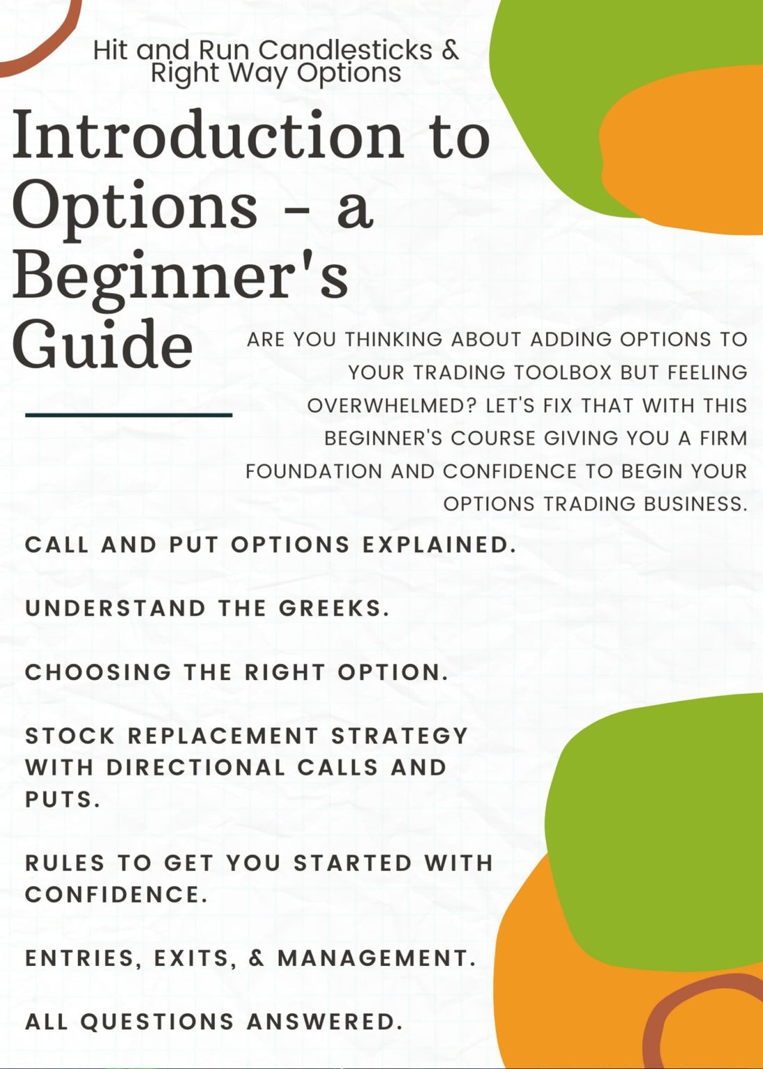 Introduction to Options Class - Members - Hit & Run Candlesticks